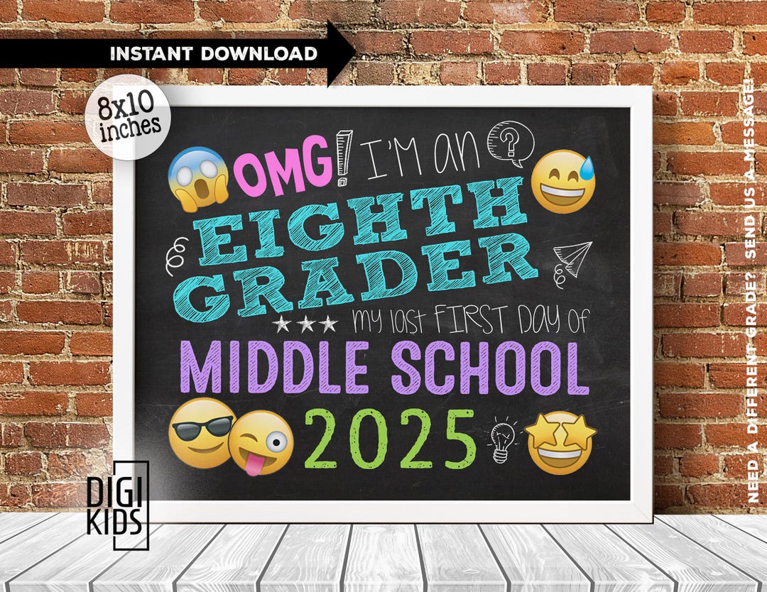 1st Day of 8th Grade Sign 2025 - LAST First Day of Middle School ...