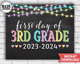 INSTANT DOWNLOAD First Day of 3rd Grade School Sign Print - Etsy