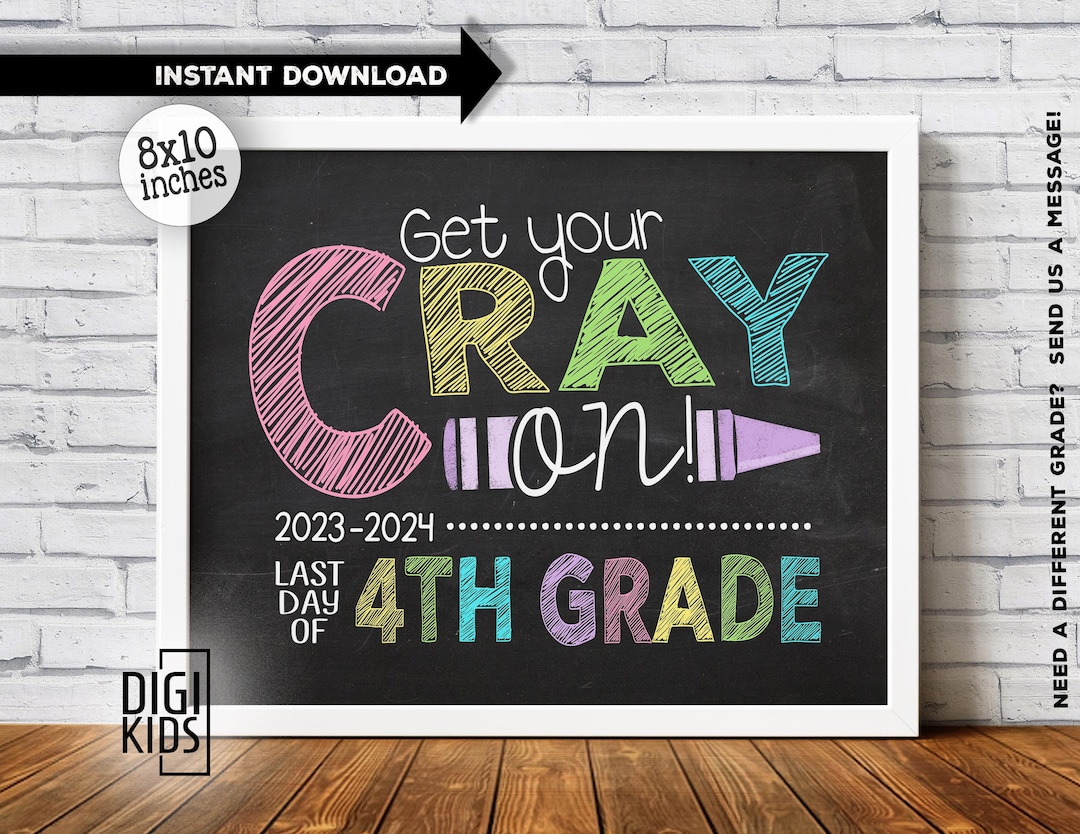 Last Day of 4th Grade Sign - Last Day of School Printable 2024 - 4th ...