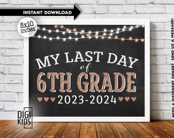 Last Day of 6th Grade Sign Last Day of School Sign 2024 EMOJI Sixth ...