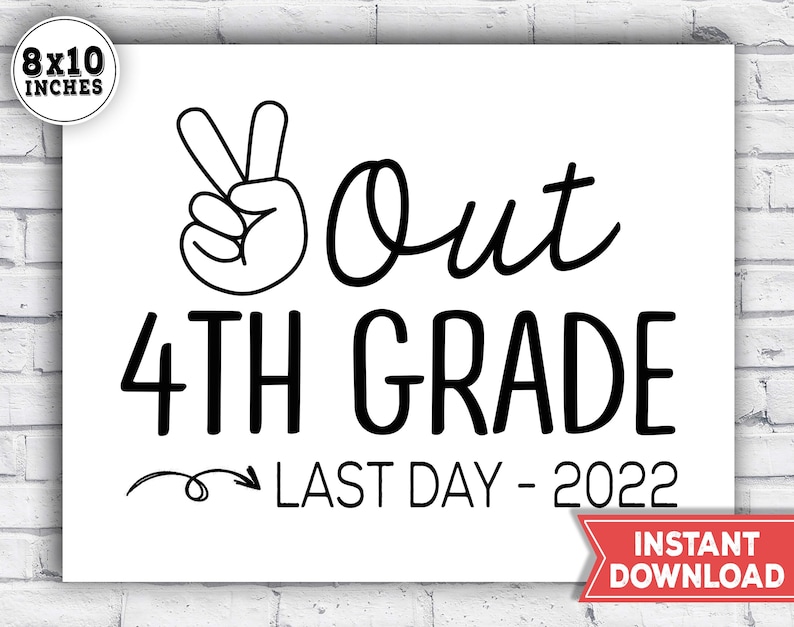 Last Day of 4th Grade Printable Peace Out 4th Grade - Etsy