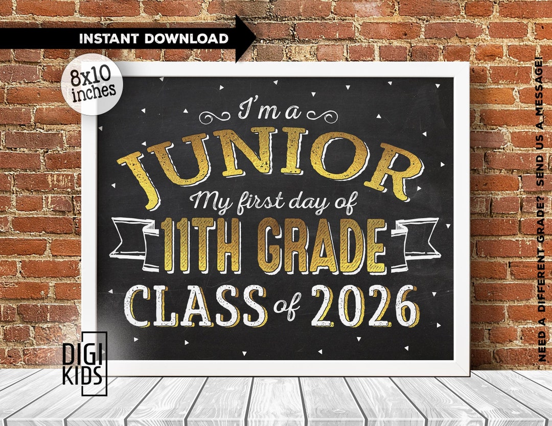1st Day of 11th Grade Sign 2024 - First Day of Junior Year - Class of ...