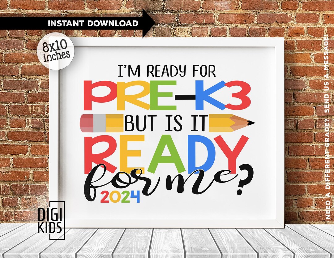 First Day of Pre K3 Sign 2024 - 1st Day of School Sign - Ready for Pre ...