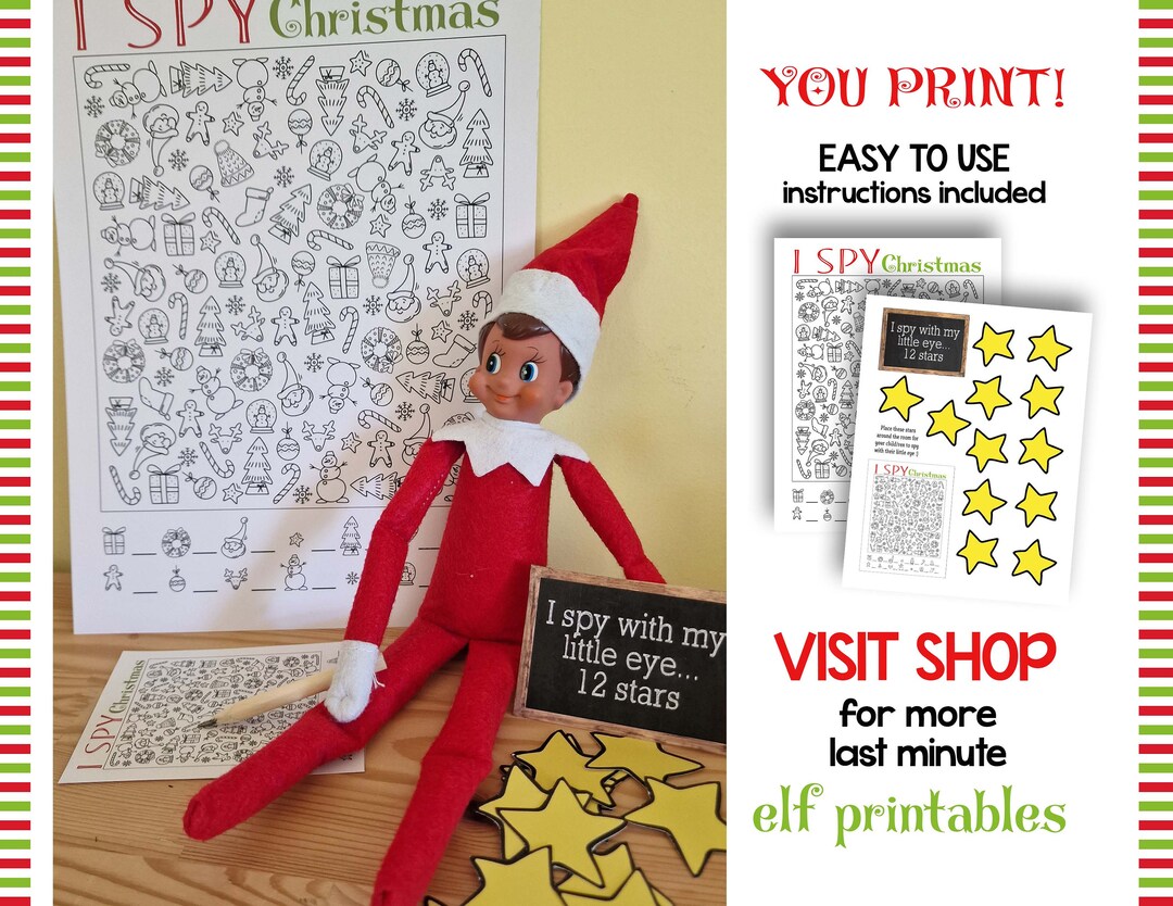 Printable Elf Props I Spy Christmas Elf Kit Last Minute - Etsy Australia