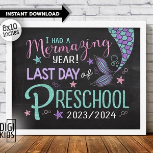 Last Day of Preschool Sign - Last Day of School Sign 2023 - Preschool ...