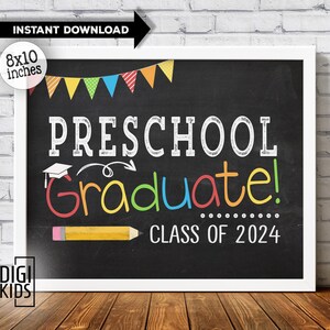 Last Day of Preschool Sign - Preschool Graduation Printable 2024 - Last ...