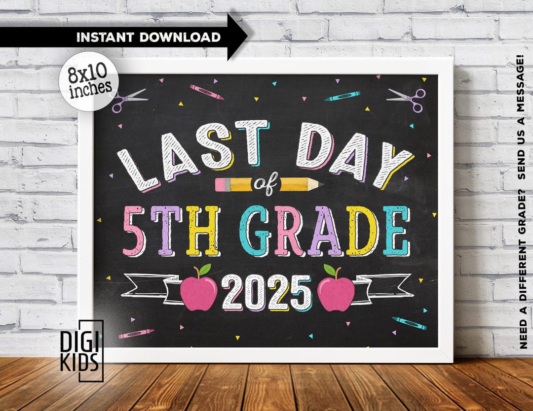 5th Grade Last Day of School Sign 2025 - 5th Grade Printable Poster ...