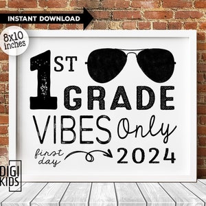 First Day of 1st Grade Sign - First Day of School Sign 2024 - 1st Grade ...