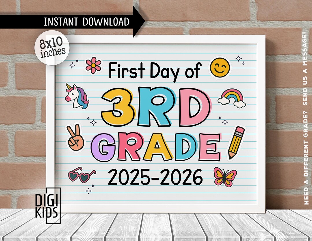 First Day of 3rd Grade Sign - Girls First Day of Third Grade Sign 2025 ...