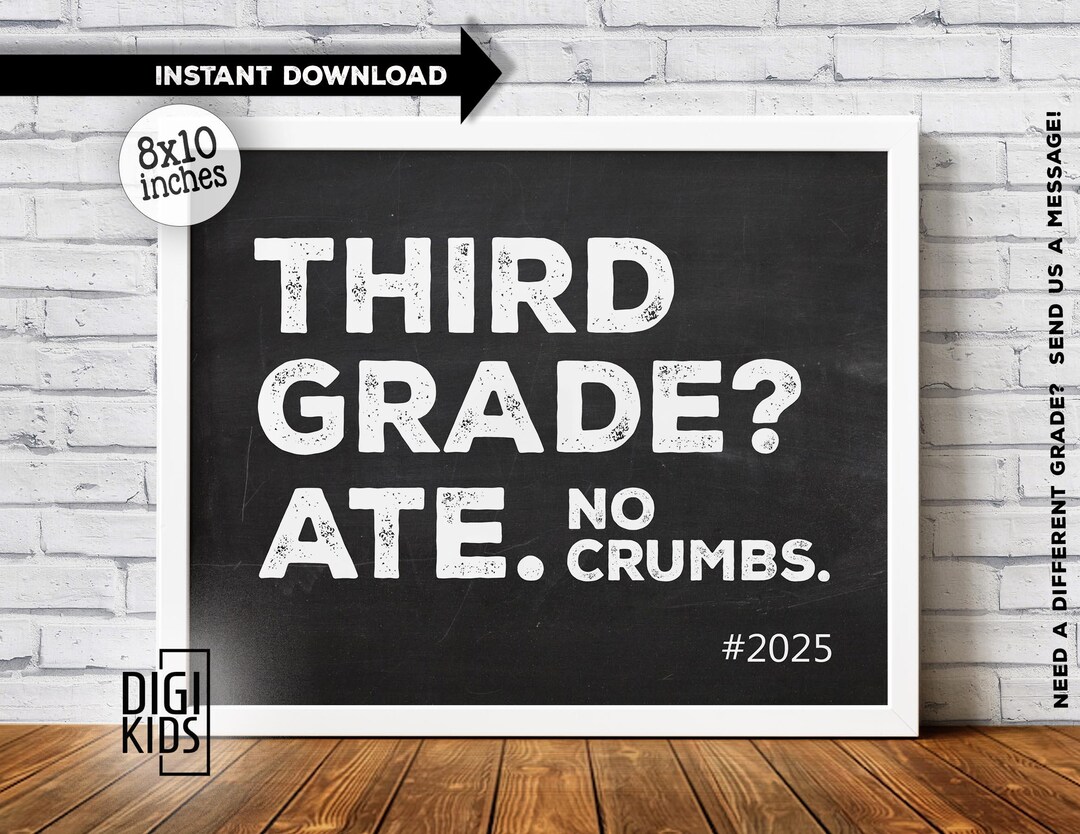 3rd Grade - Last Day of School Sign - Printable 3rd Grade ATE Sign ...