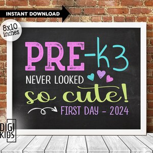 1st Day of Pre K3 Sign - First Day of School Sign 2024 - Pre K3 ...
