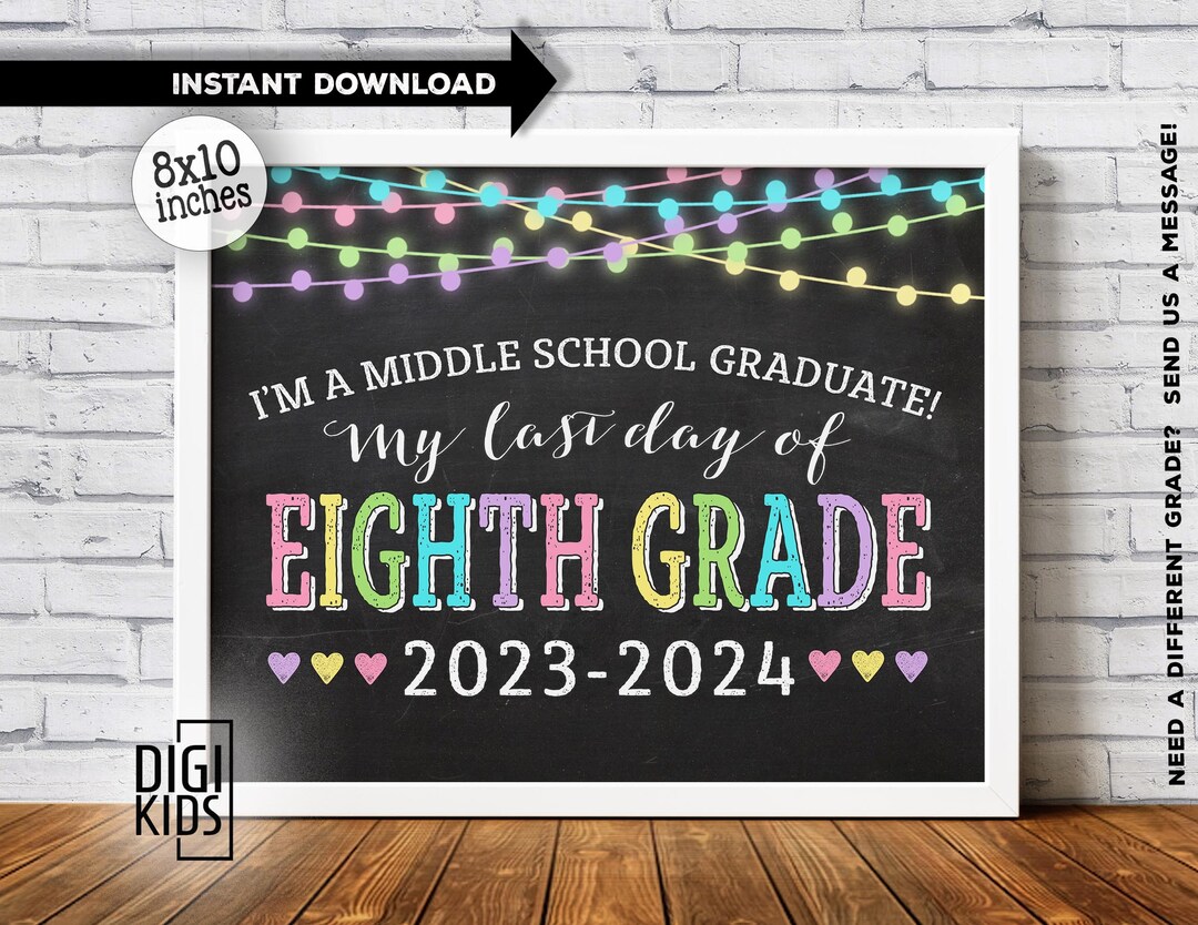 Last Day of Middle School Sign Last Day of 8th Grade Sign 2023 2024 8th ...