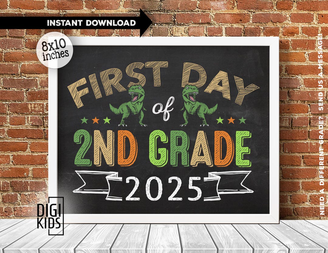 First Day of 2nd Grade Printable Sign - Boys 1st Day of School ...