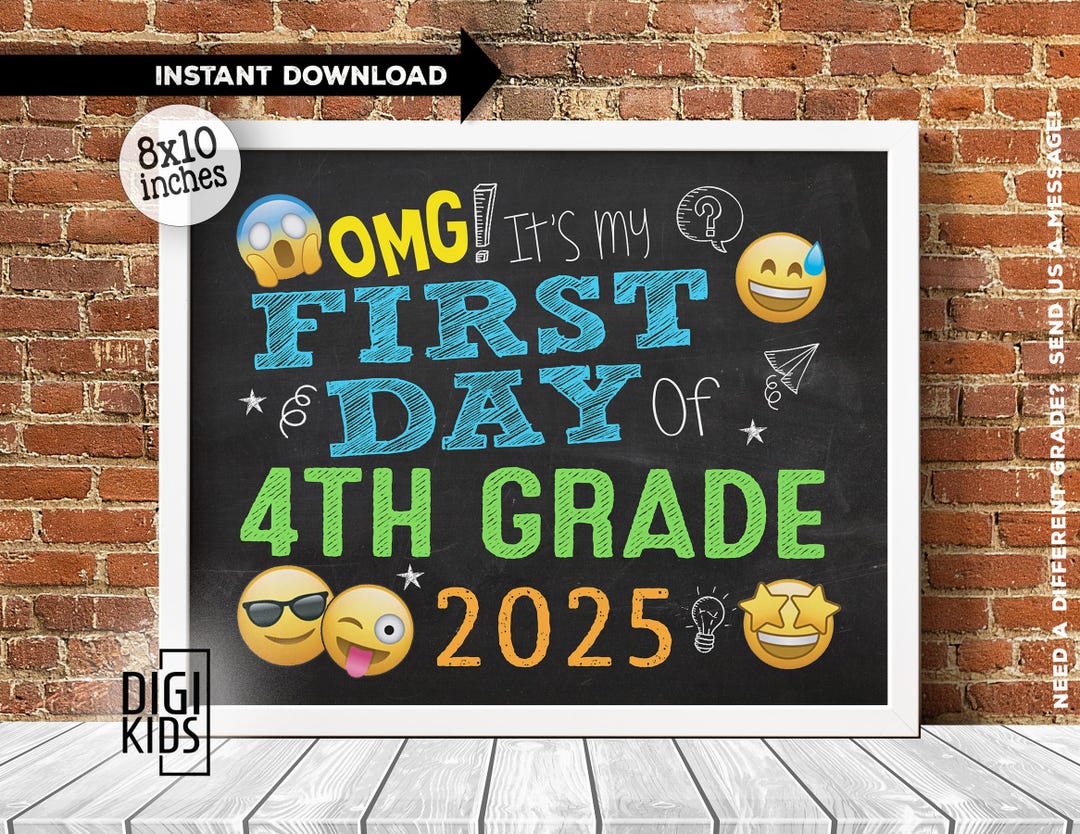1st Day of 4th Grade Sign - First Day of 4th Grade Printable 2025 - 1st ...
