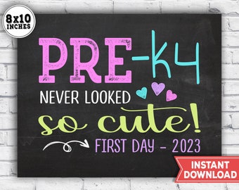 First Day of Pre-k4 Printable Sign Instant Digital Download Back to ...