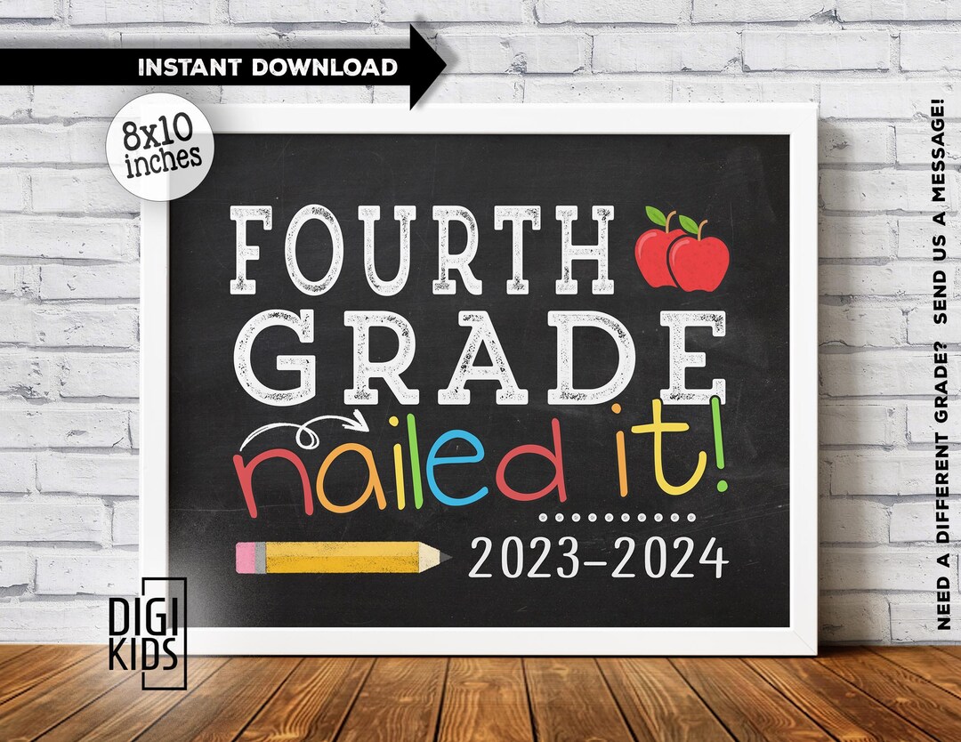 Last Day of 4th Grade Sign - 4th Grade Nailed It Printable 2024 - Last ...