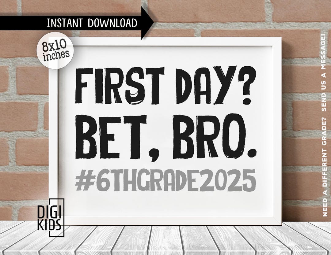 First Day of 6th Grade Printable Sign 2025 - First Day of School Sign ...