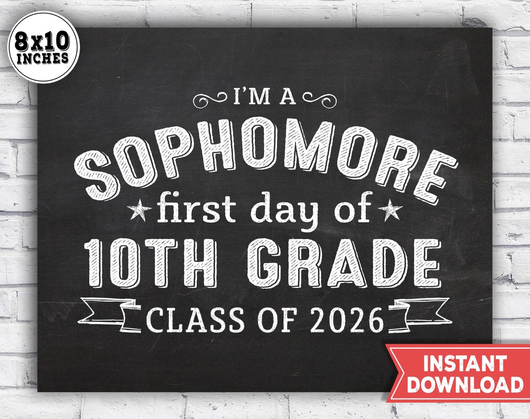 1st Day of 10th Grade Sign 2023 First Day of Sophomore Year Class of ...