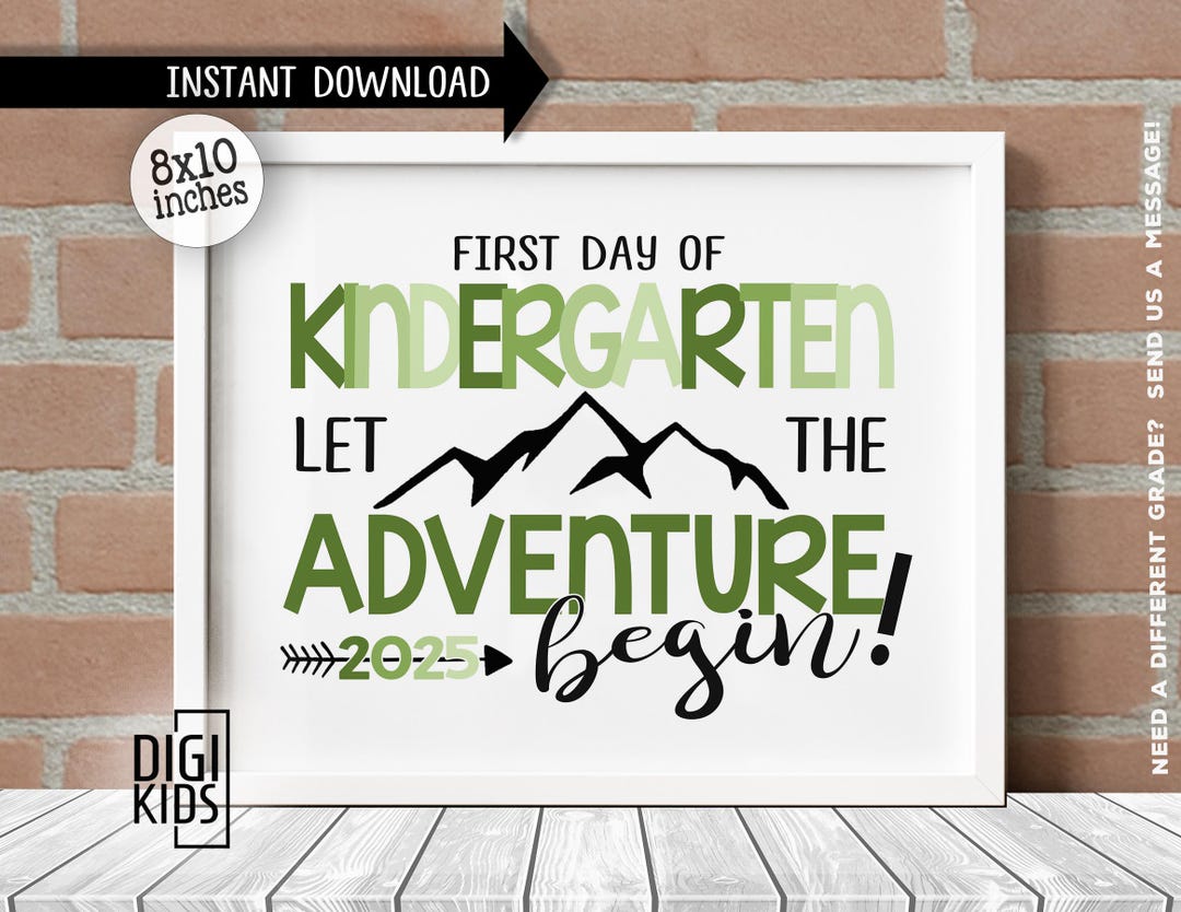 First Day of Kindergarten Sign 2025 - 1st Day of School Sign ...