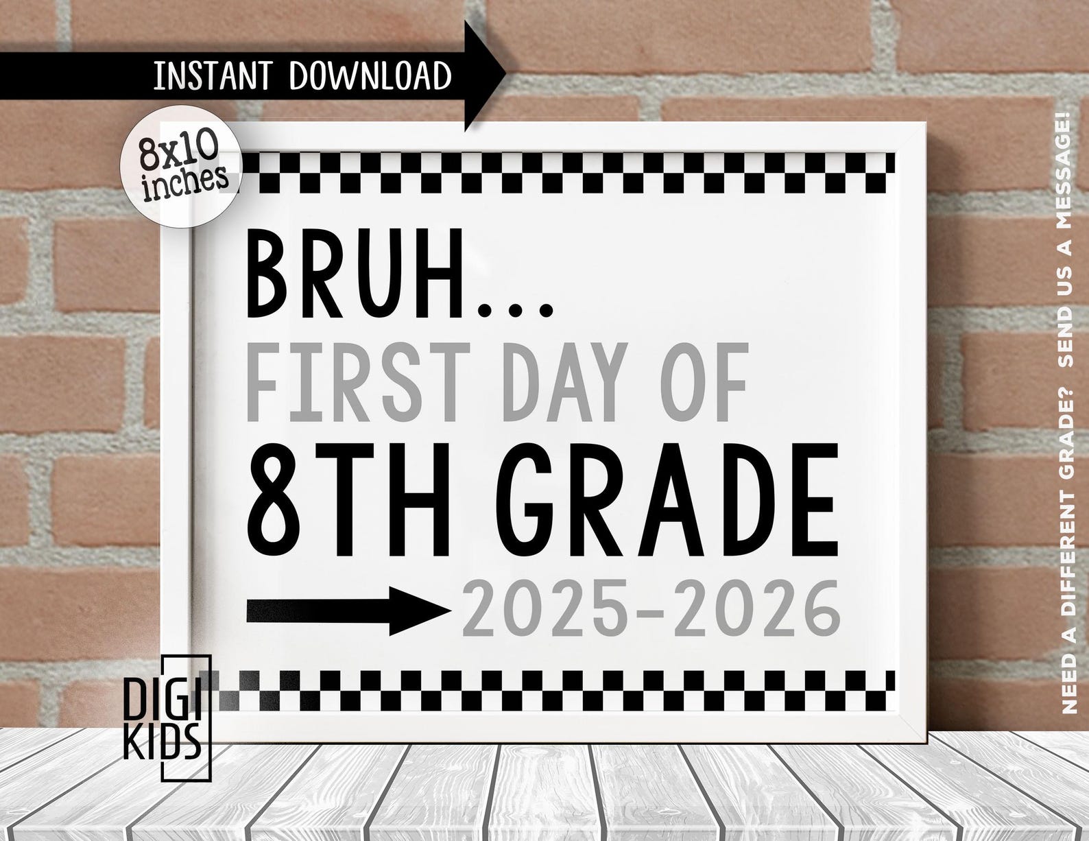 First Day of 8th Grade BRUH Printable - 1st Day 8th Grade Sign 2025 ...