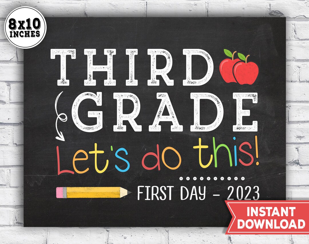 1st Day of 3rd Grade Sign 2023 - First Day of School Sign - Back to ...
