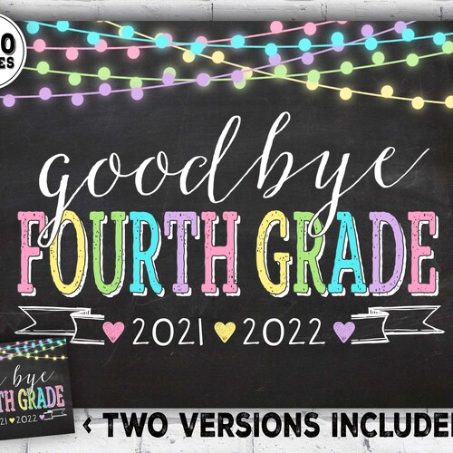 Last Day of 4th Grade Sign Last Day of School Sign 2021 2022 - Etsy
