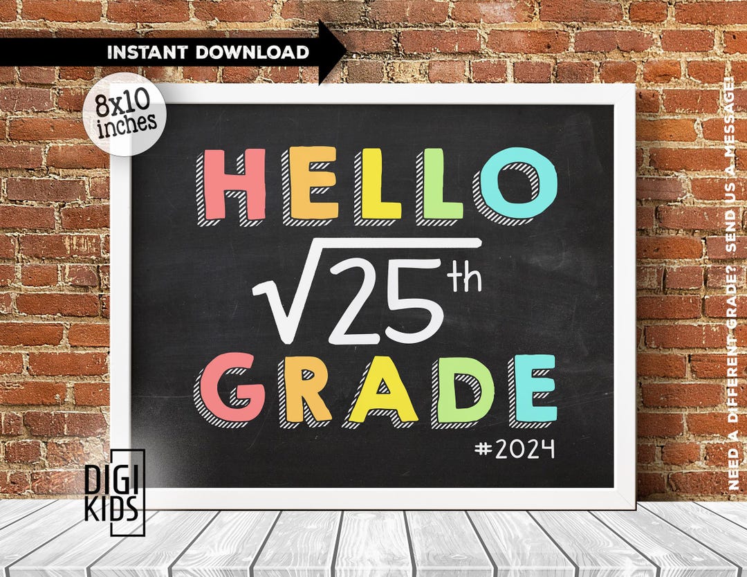 First Day of 5th Grade Sign - 5th Grade Square Root Poster - Back to ...