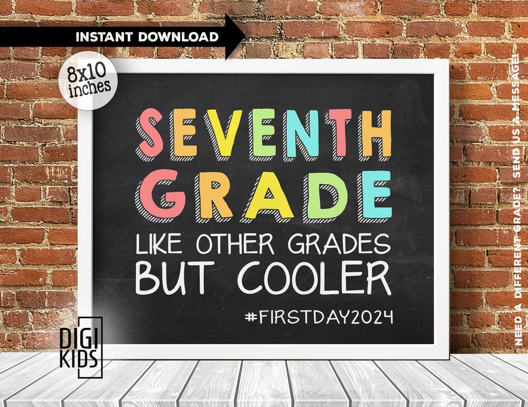 First Day of 7th Grade Sign 2024 - 1st Day of School Sign - 7th Grade ...
