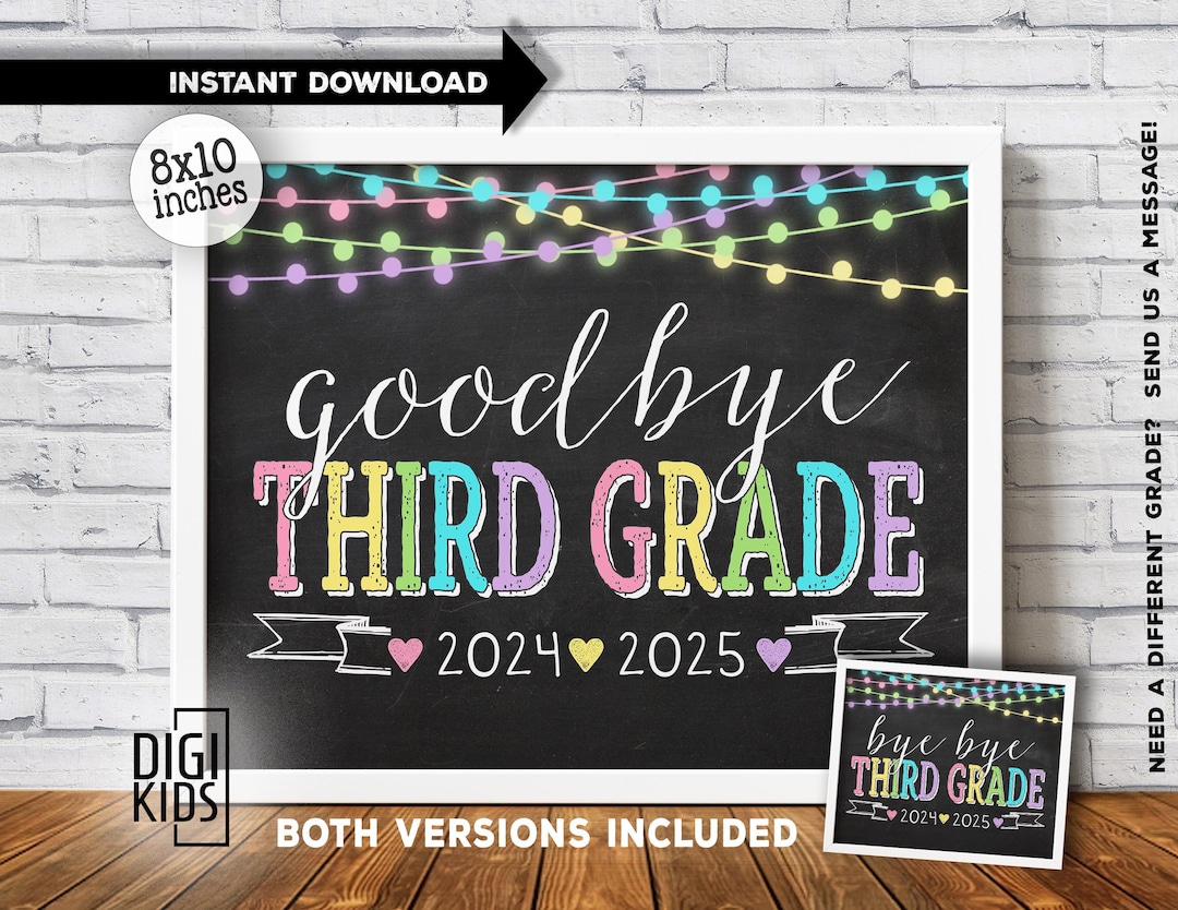 Last Day of 3rd Grade Sign - Last Day of School Sign 2025 - Bye Bye ...