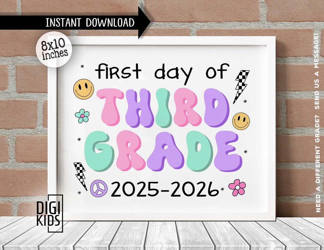First Day of 3rd Grade Sign - First Day of School Sign 2025 - Printable ...