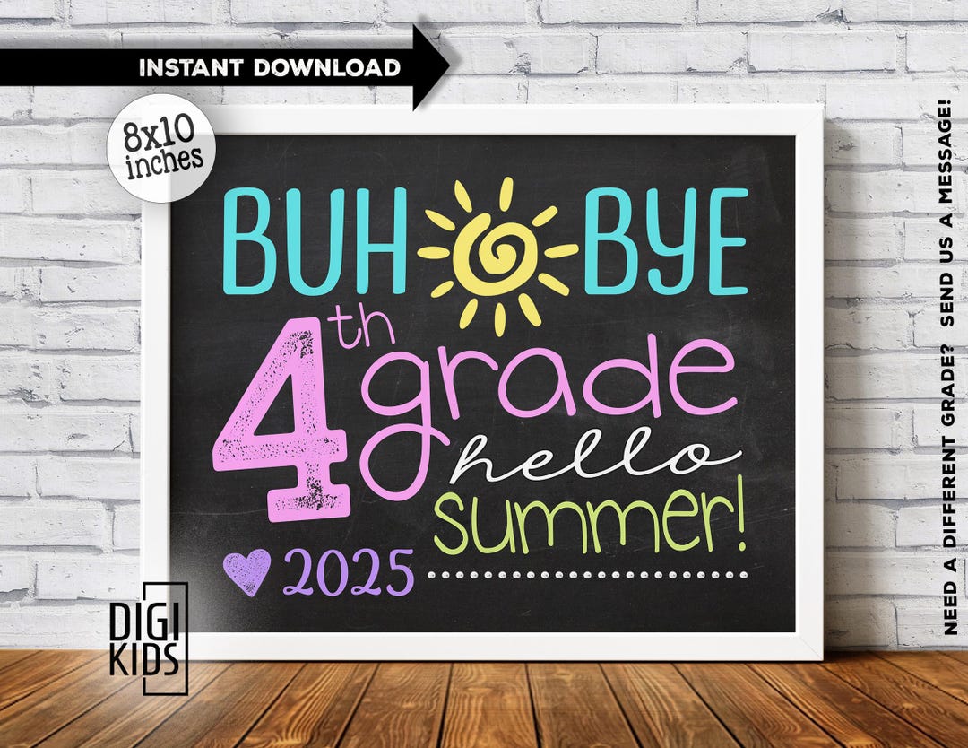 Last Day of School Sign 2025 - Last Day of 4th Grade Sign - Printable ...