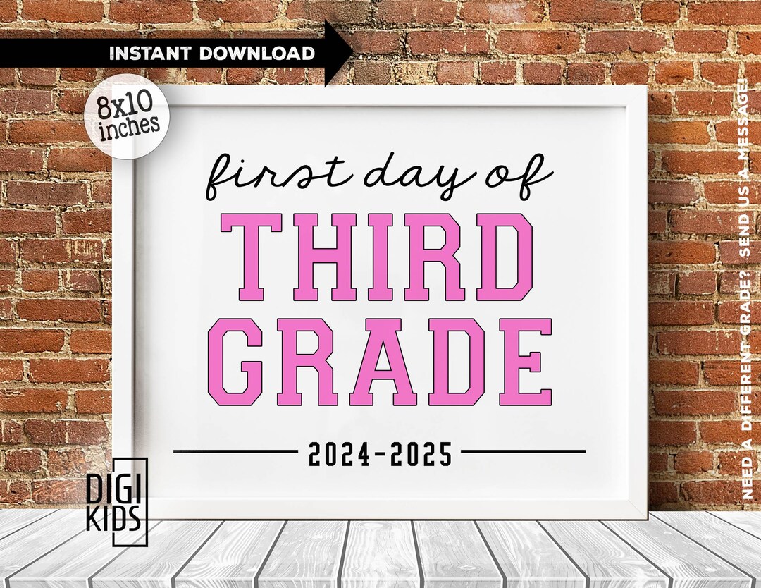 First Day of 3rd Grade Sign Printable 3rd Grade Sign First Day of ...