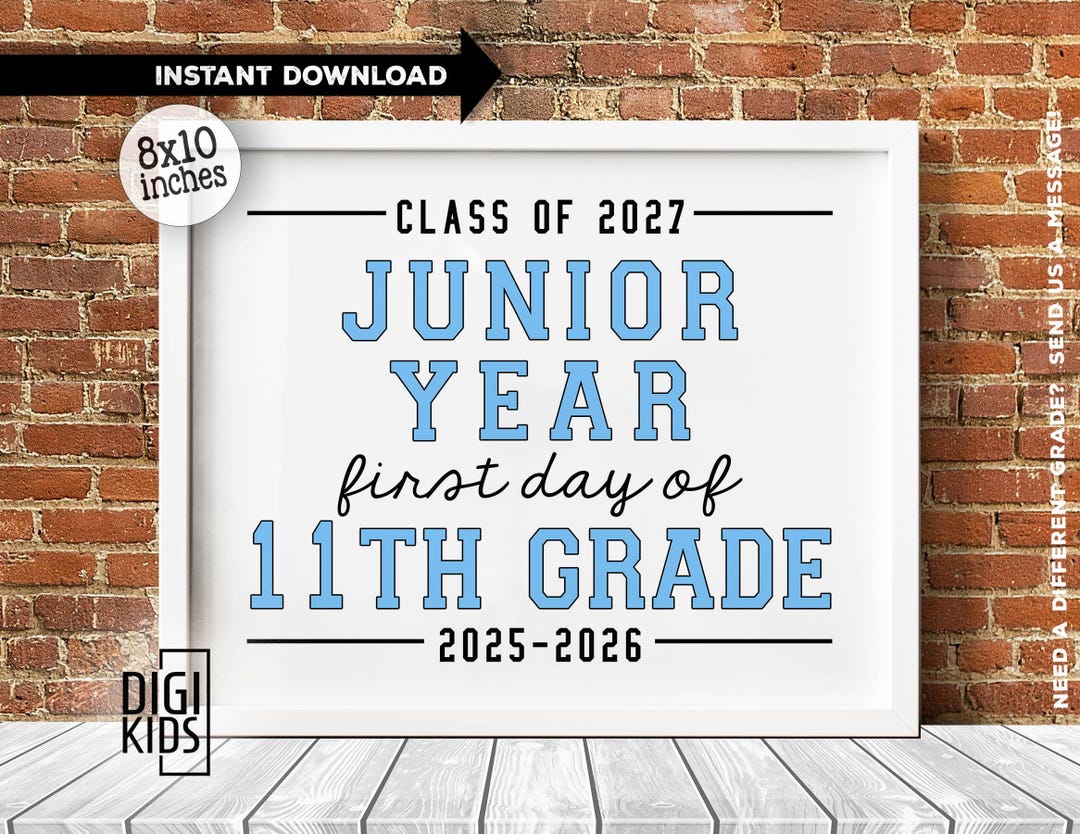 First Day of Junior Year Printable Sign - High School Junior Sign - 1st ...
