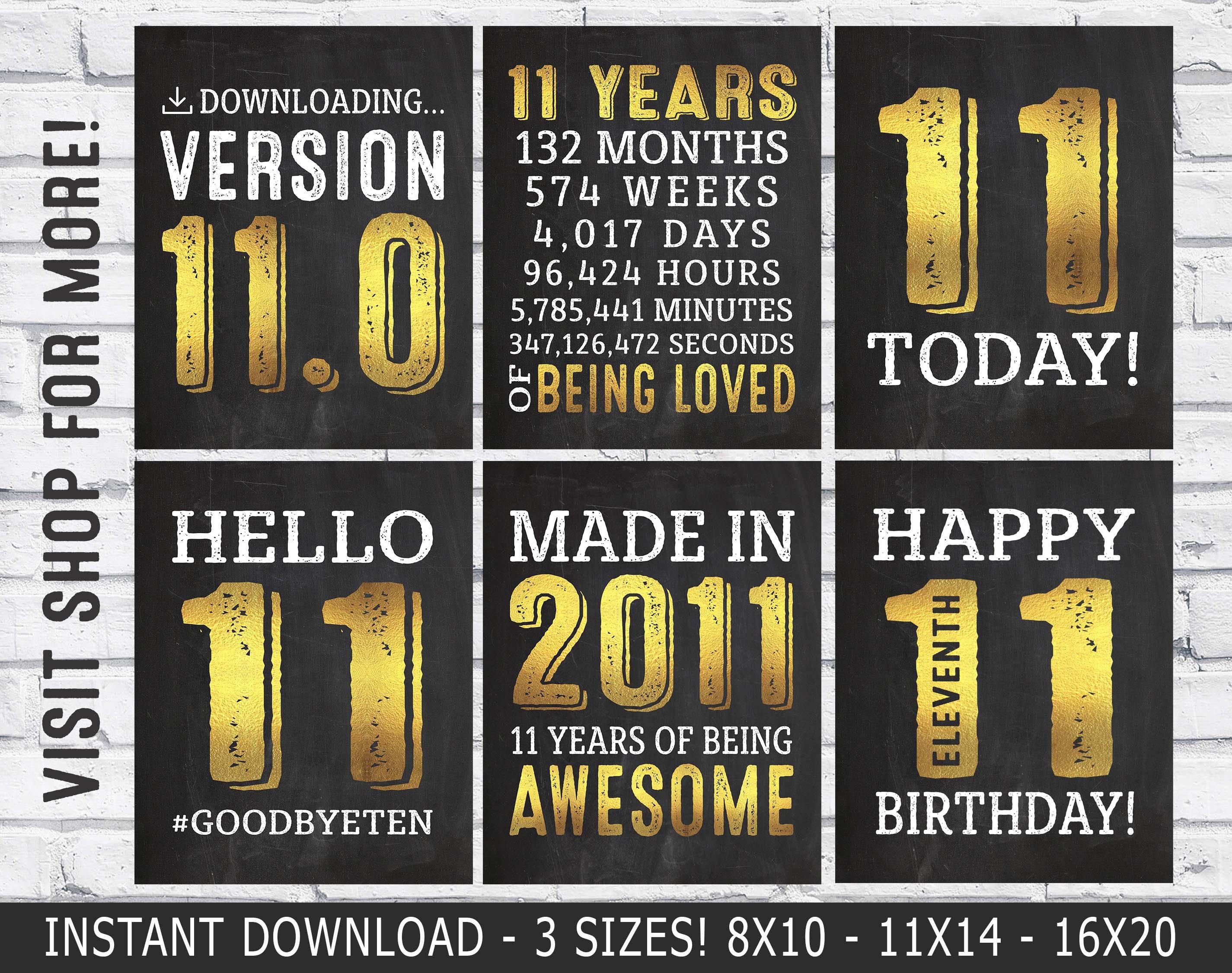 11th Birthday Decorations 11th Birthday Party Signs Gold & - Etsy