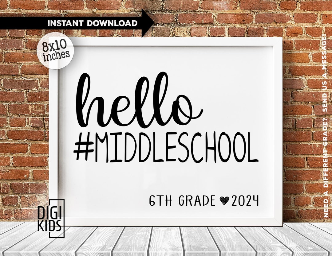 1st Day of Middle School Sign - First Day of 6th Grade Sign 2024 ...