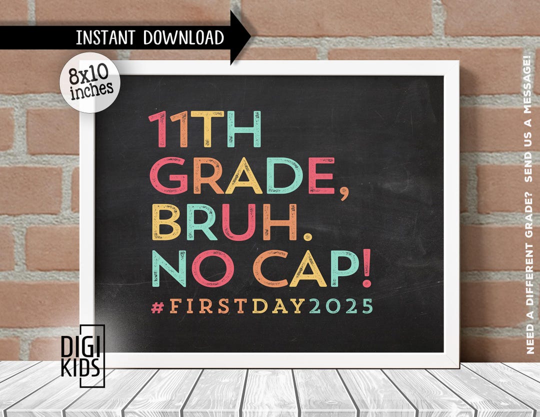 1st Day of 11th Grade Sign 2025 - 11th Grader Printable Poster ...