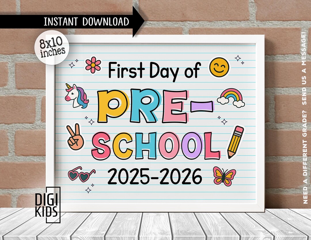 First Day of Preschool Sign - Girls First Day of Preschool Sign 2025 ...