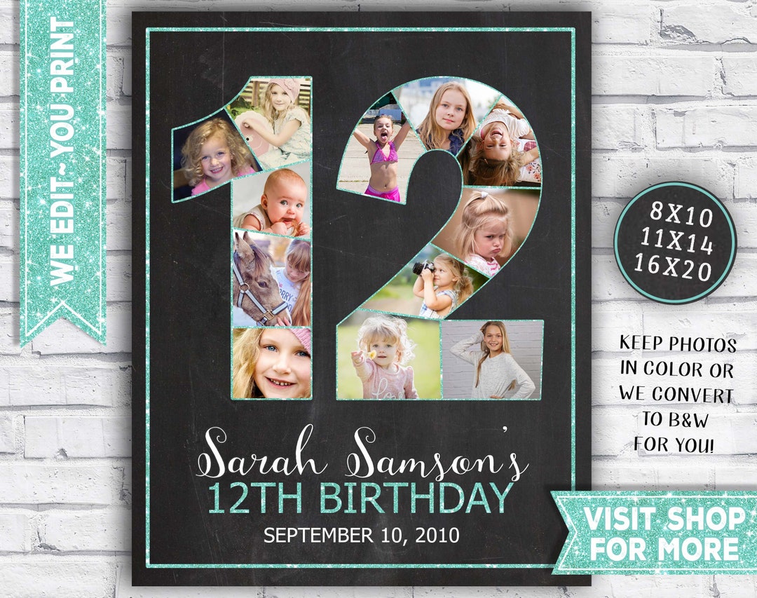 12th Birthday Decorations for Girls - 12th Birthday Photo Collage ...