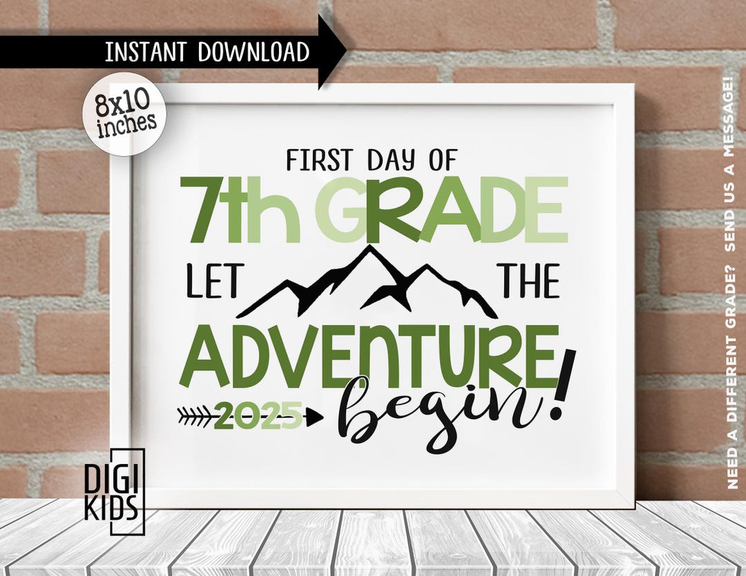 First Day of 7th Grade Sign 2025 - 1st Day of School Sign - 7th Grade ...