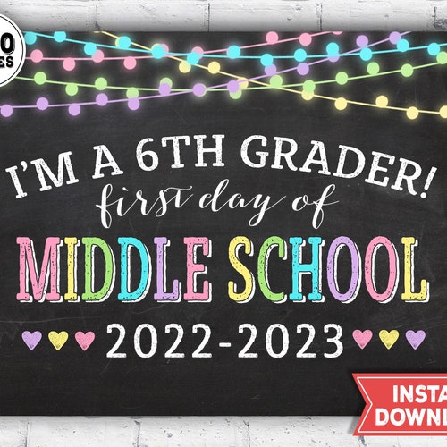 First Day of Sixth Grade Sign First Day of School Printable - Etsy