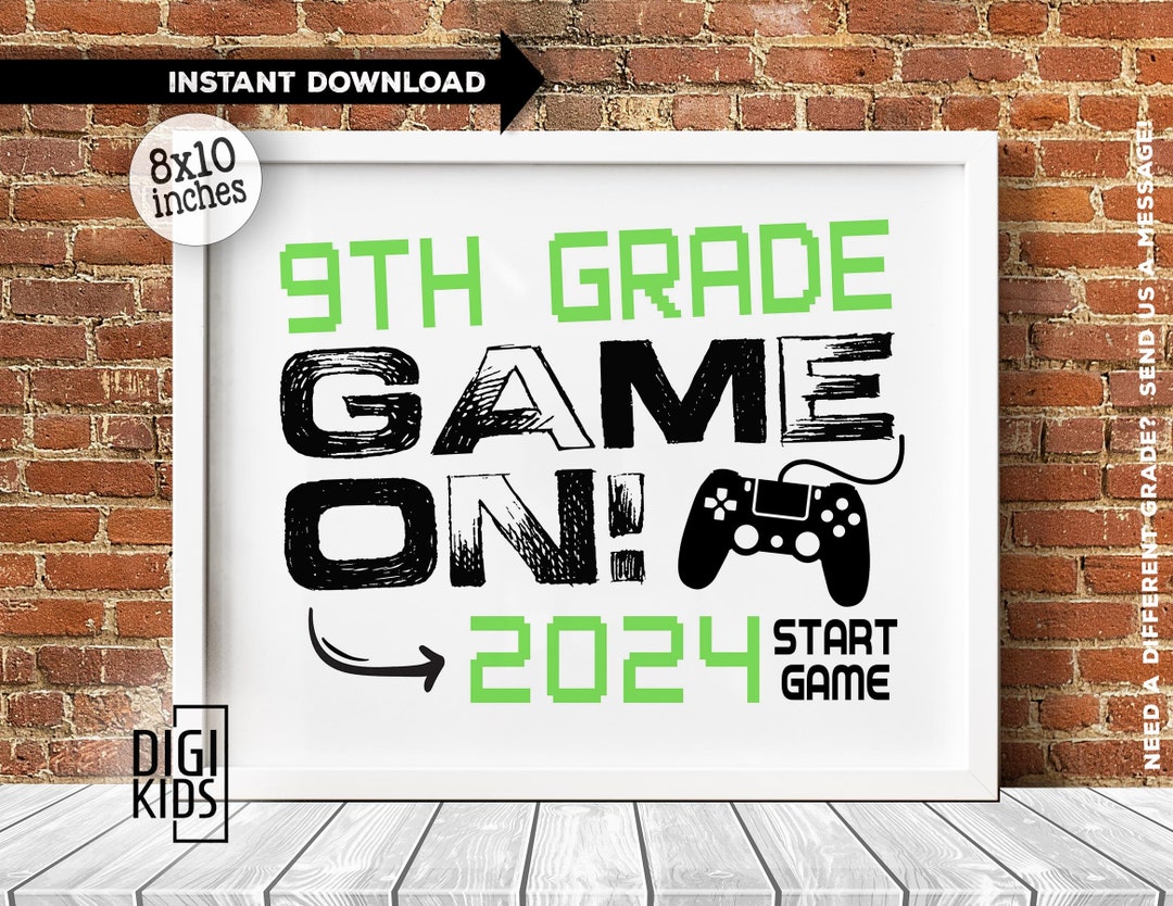 9th Grade Sign 2024 - 1st Day of School Sign - Back to School Gamer 9th ...