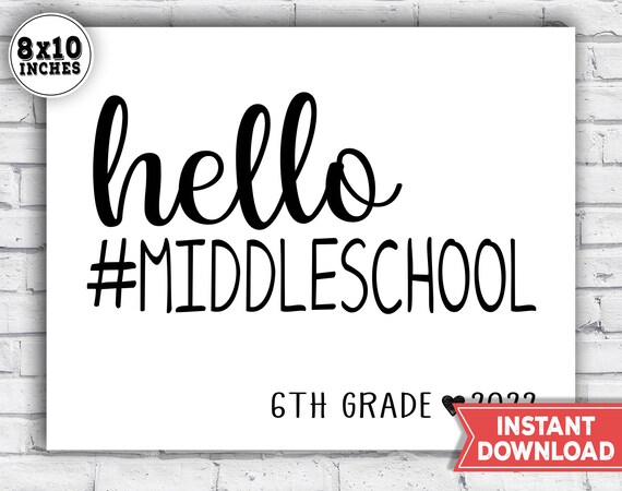 1st Day of Middle School Sign First Day of 6th Grade Sign - Etsy