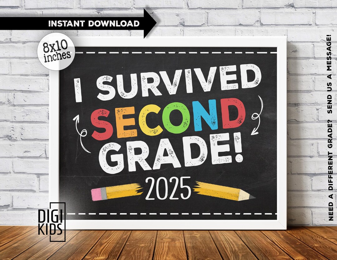 Last Day of 2nd Grade Printable Sign - 2nd Grade Chalkboard Sign 2025 ...