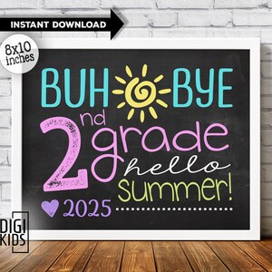 Last Day of School Sign 2025 - Last Day of 2nd Grade Sign - Printable ...
