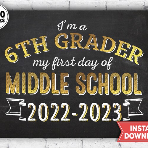 First Day of Middle School Sign First Day of 6th Grade - Etsy