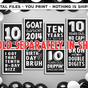 10th Birthday Sign - Boy's 10th Birthday Party Decorations - BRUH 10 ...