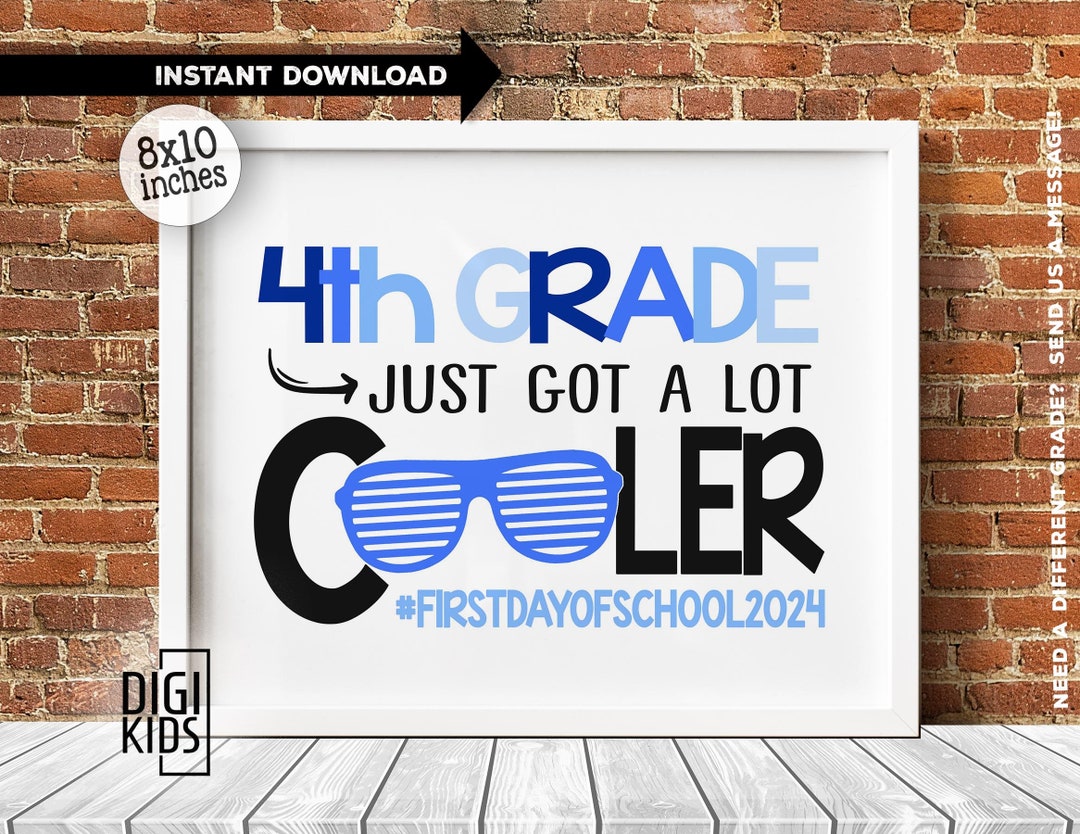 First Day of 4th Grade Sign 2024 1st Day of School Sign 4th Grade Just ...