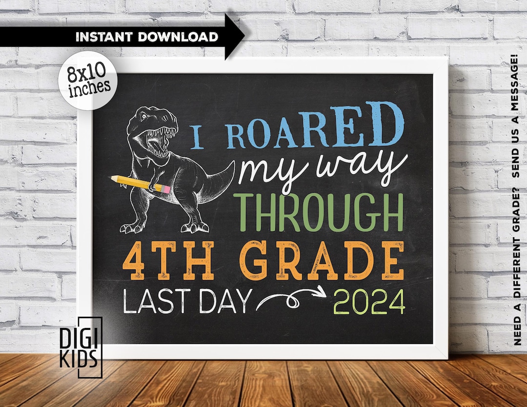 Last Day of 4th Grade Sign 2024 - Last Day of School PRINTABLE Sign ...