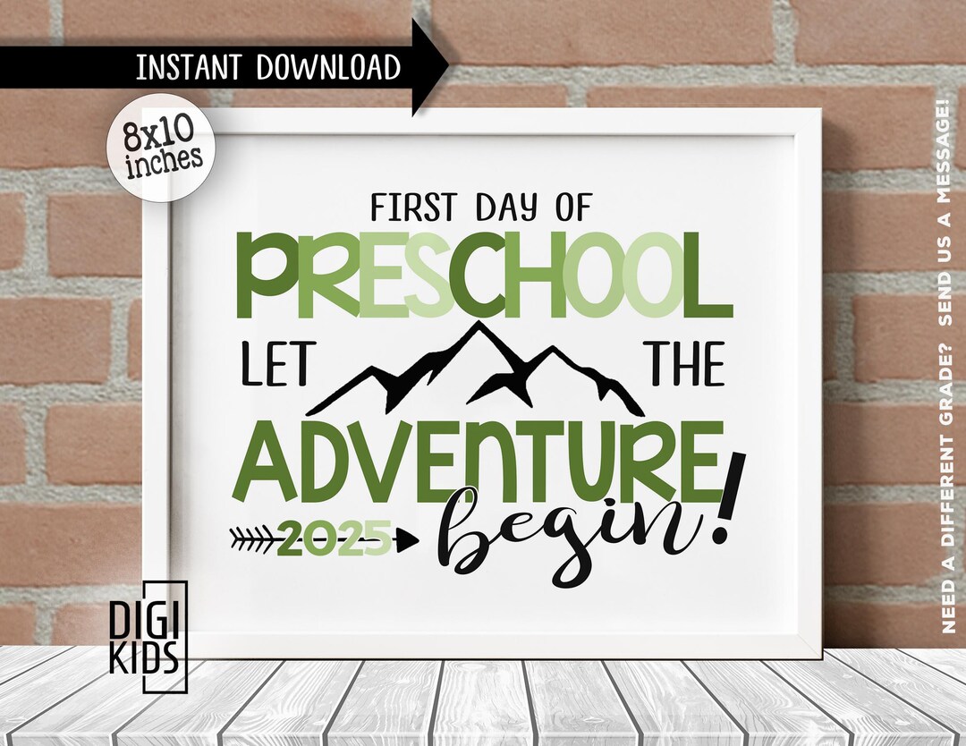 First Day of Preschool Sign 2025 - 1st Day of School Sign - Preschool ...