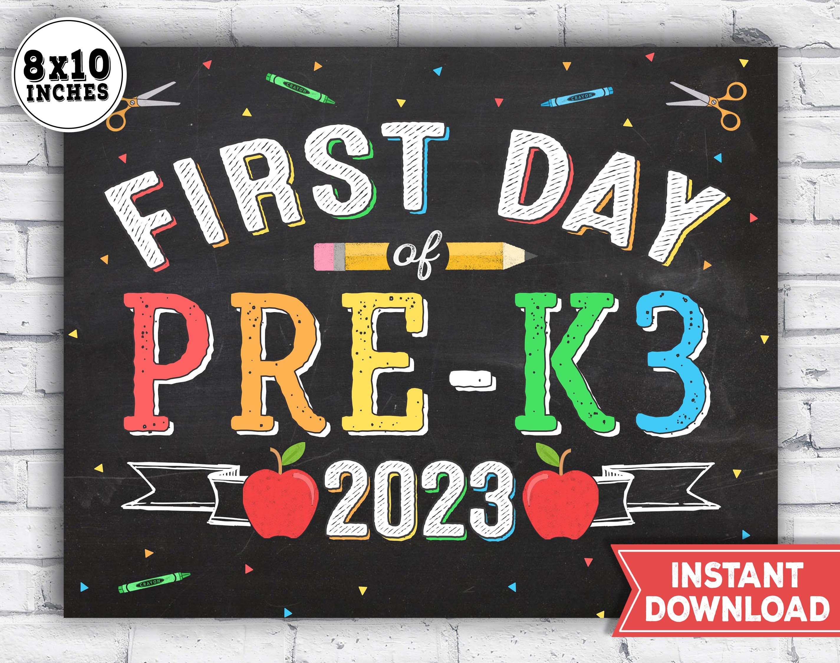 First Day of Pre K3 Sign 1st Day of School Sign 2023 Printable Pre K3 ...